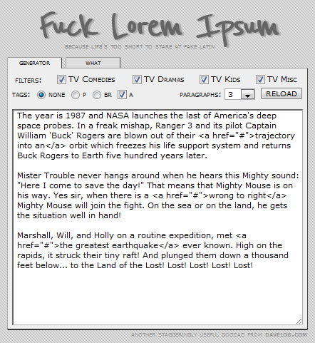 F***Lorem: Generate meaningful placeholder text for your site