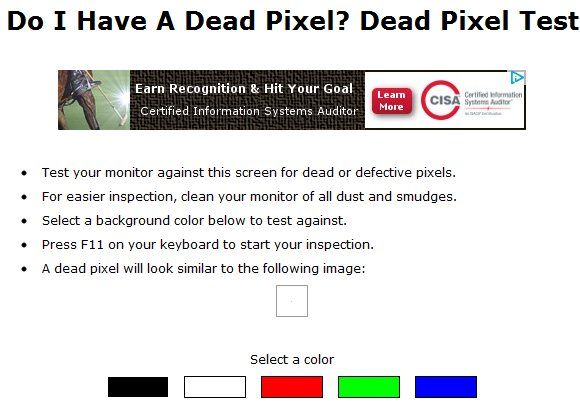 Doihaveadeadpixel Check Monitor For Defective Pixels
