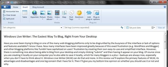 Windows Live Writer: The Easiest Way To Blog, Right From Your Desktop