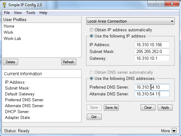 Create and Store Network Settings Profiles With Simple IP Config