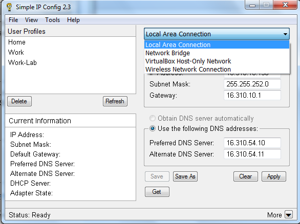 Create and Store Network Settings Profiles With Simple IP Config