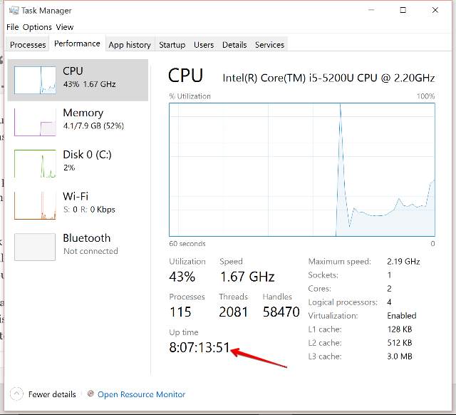 How to Quickly Find the System Uptime in Windows 10