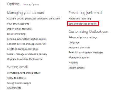 How to Whitelist Email Addresses in Outlook.com