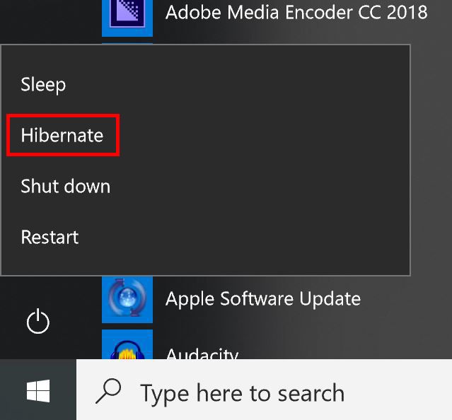 How to Add Hibernate to the Windows 10 Start Menu