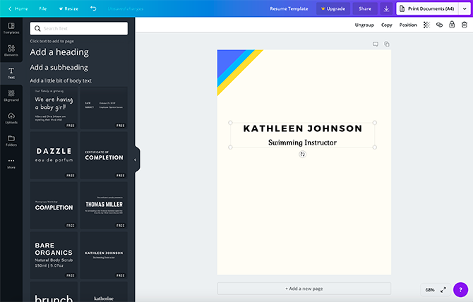 How to Create a Resume From Scratch Using Canva