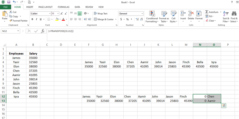 3 Ways to Transpose Data Horizontally in Excel