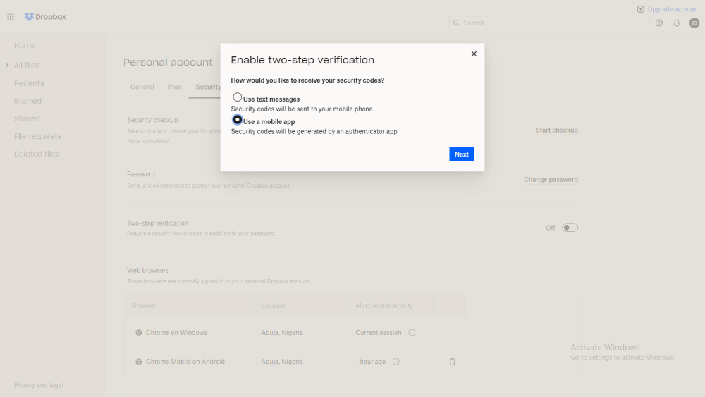 How to Enable Two-Step Verification in Dropbox