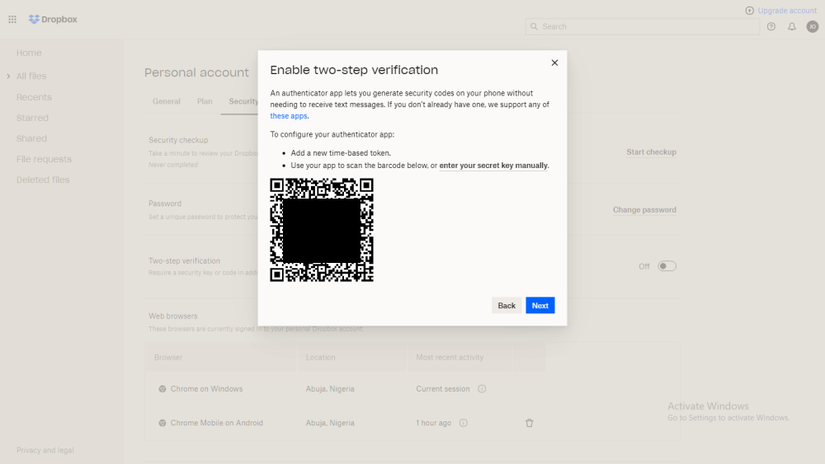 How to Enable Two-Step Verification in Dropbox