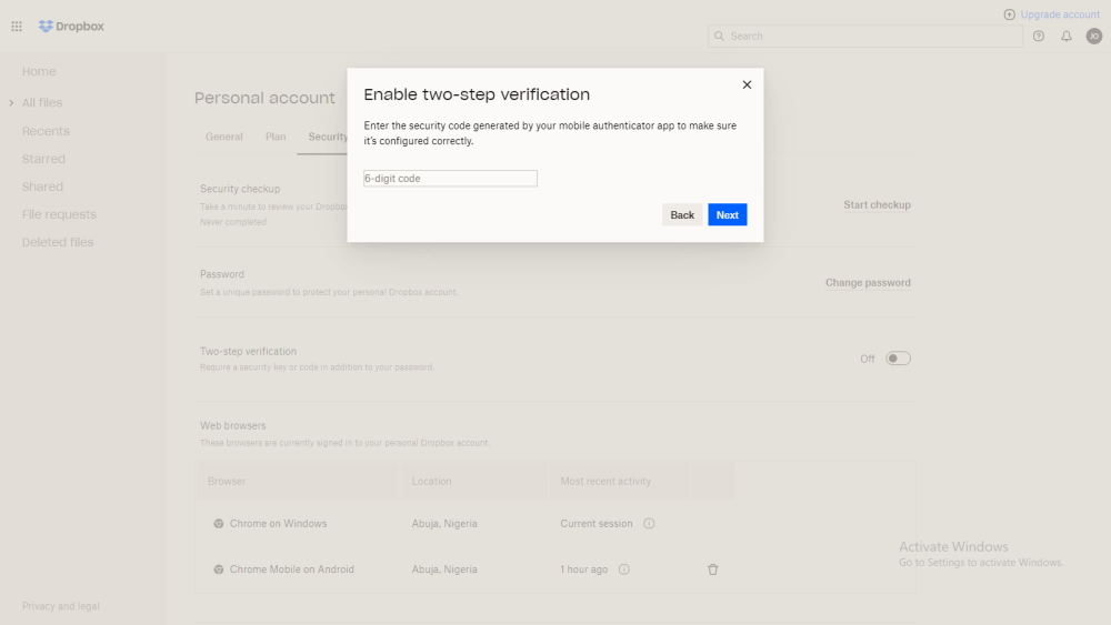 How to Enable Two-Step Verification in Dropbox