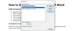 How To Use The Bookmarks Feature In Microsoft Word