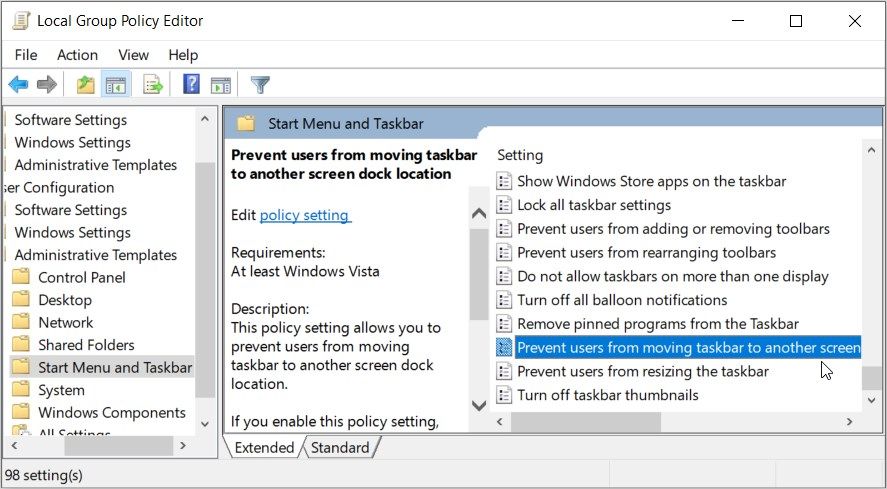 How to Prevent Others From Moving or Resizing the Windows Taskbar