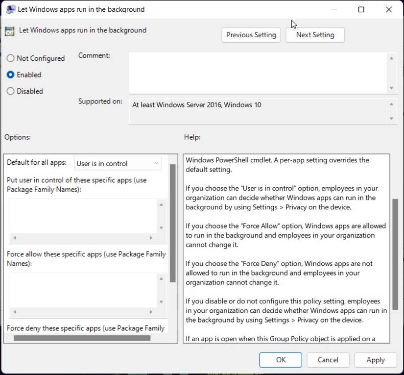 How to Restore a Missing Background Apps Permission Option in Windows 11