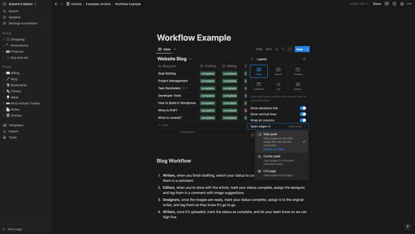 How to Change Notion's Side Peek Setting