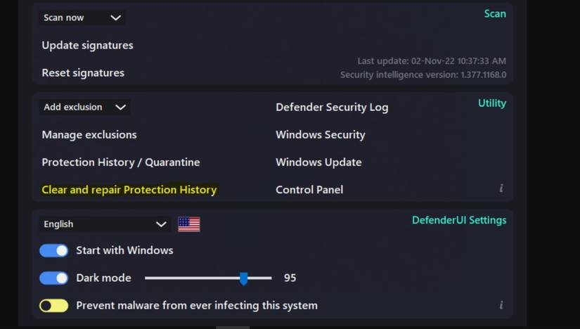 How to Use DefenderUI to Repair the Windows Protection History