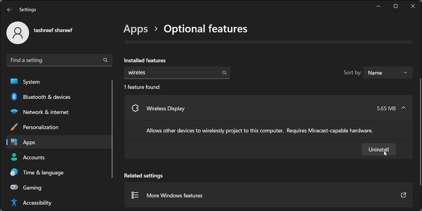 How to Install and Uninstall Wireless Display in Windows 11