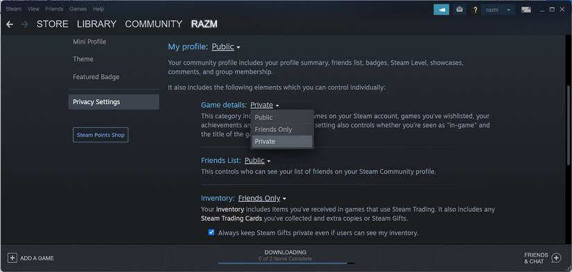 How to Hide Your Steam Activity