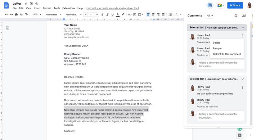 How to Recover Resolved Comments in Google Docs