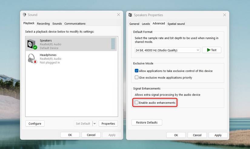 How to Disable Audio Enhancements on Windows