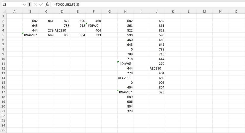 How to Use the TOCOL Function in Microsoft Excel