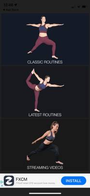 Screenshot of simply yoga app main menu jpeg