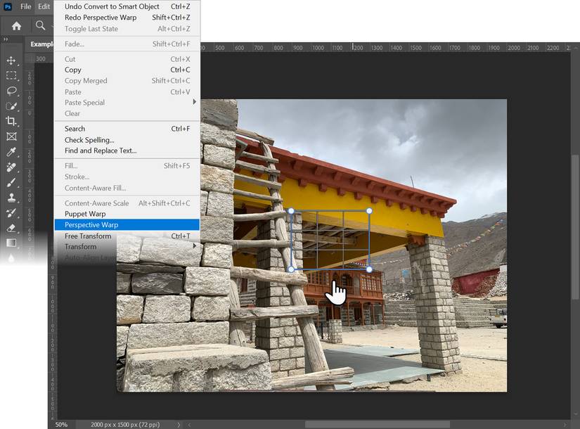 How to Change the Angle of an Image in Photoshop With Perspective Warp