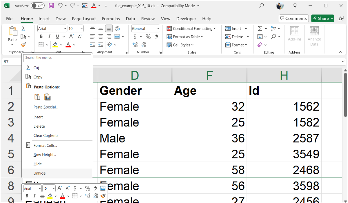 How to Hide or Unhide Columns and Rows in Excel