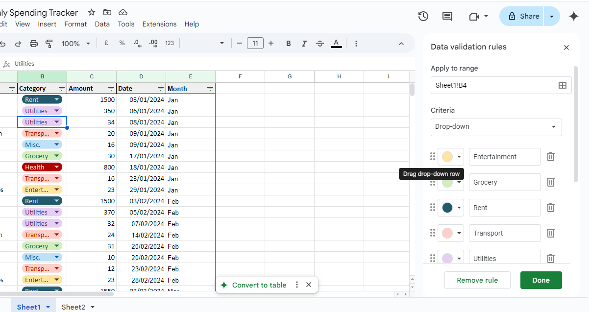 How I Create a Monthly Spending Tracker on Google Sheets