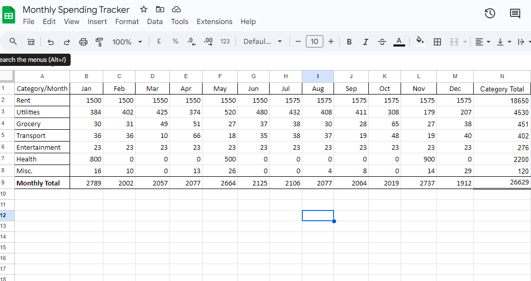 How I Create a Monthly Spending Tracker on Google Sheets