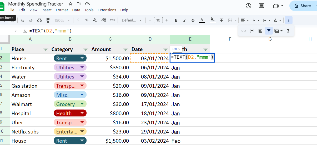 How I Create a Monthly Spending Tracker on Google Sheets