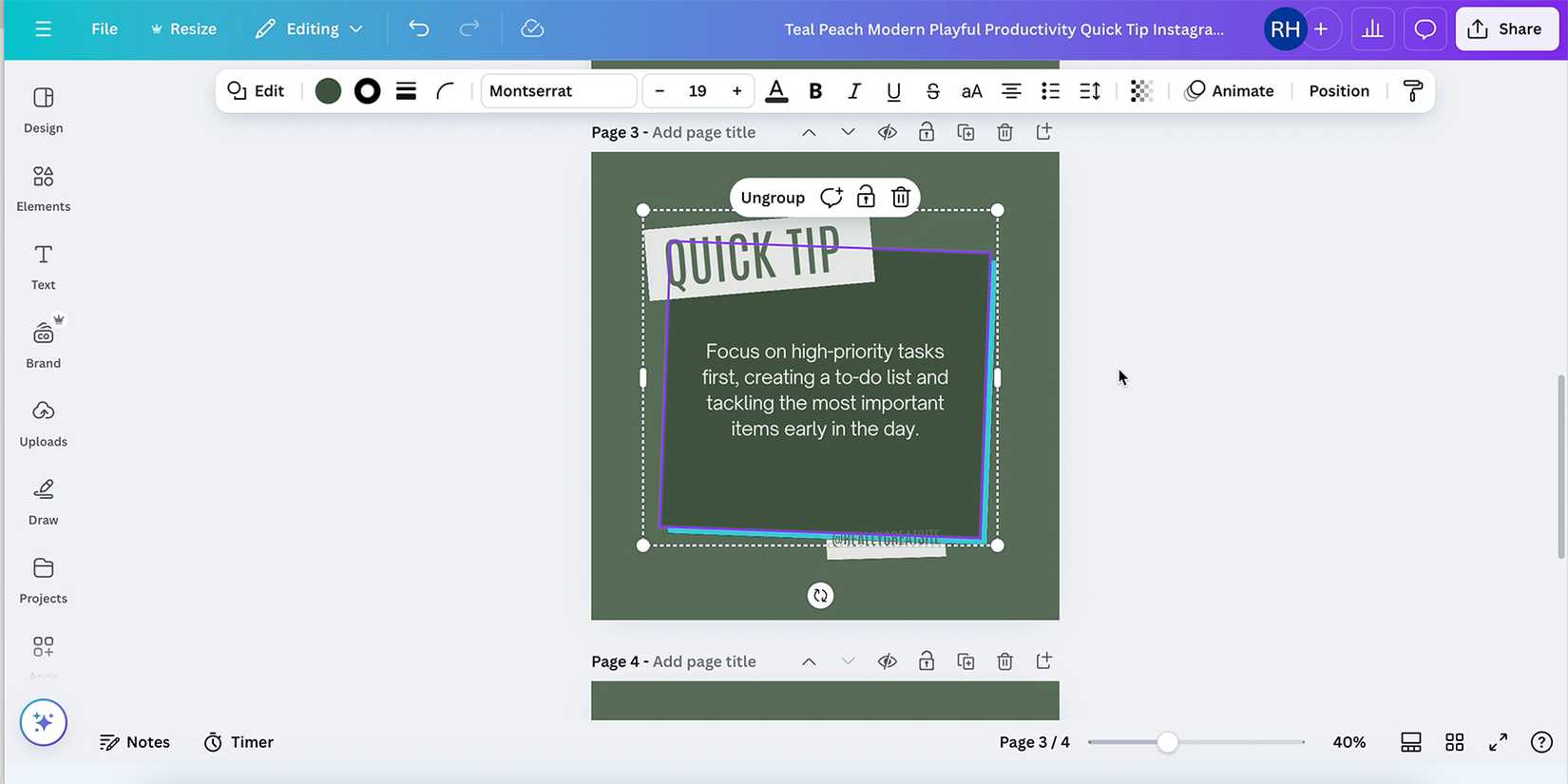 How to Group (and Ungroup) Elements on Canva