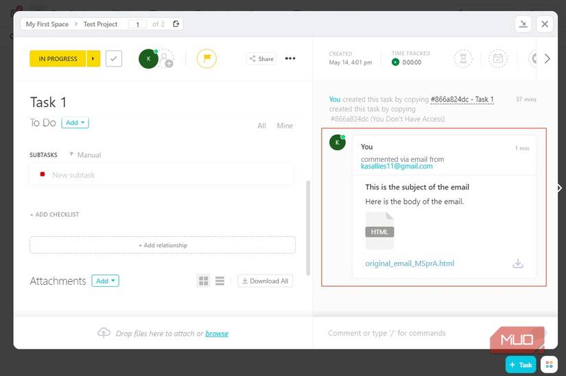 How to Turn Emails Into Tasks and Comments With ClickUp
