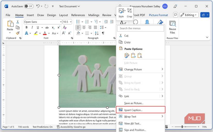 How to Add Captions to Figures and Tables in Microsoft Word