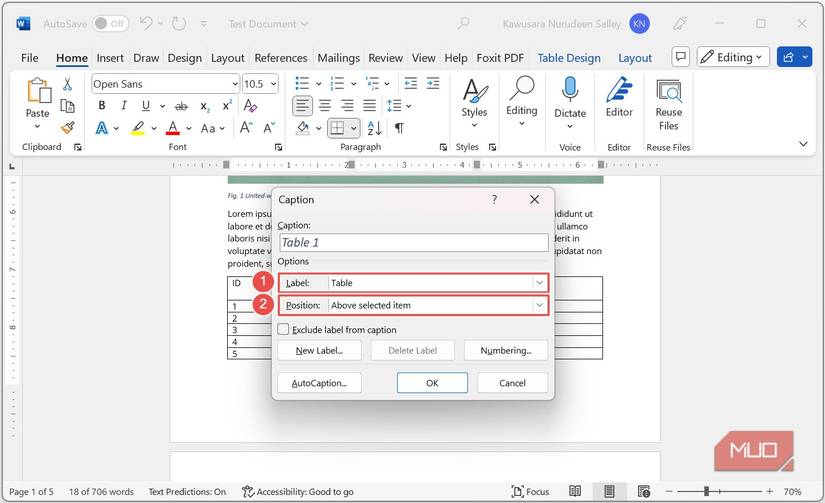How to Add Captions to Figures and Tables in Microsoft Word
