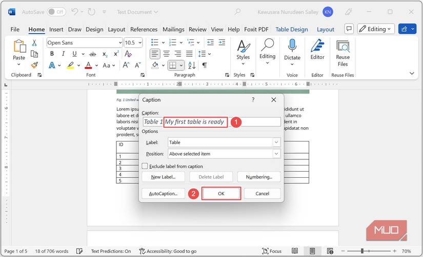 How to Add Captions to Figures and Tables in Microsoft Word
