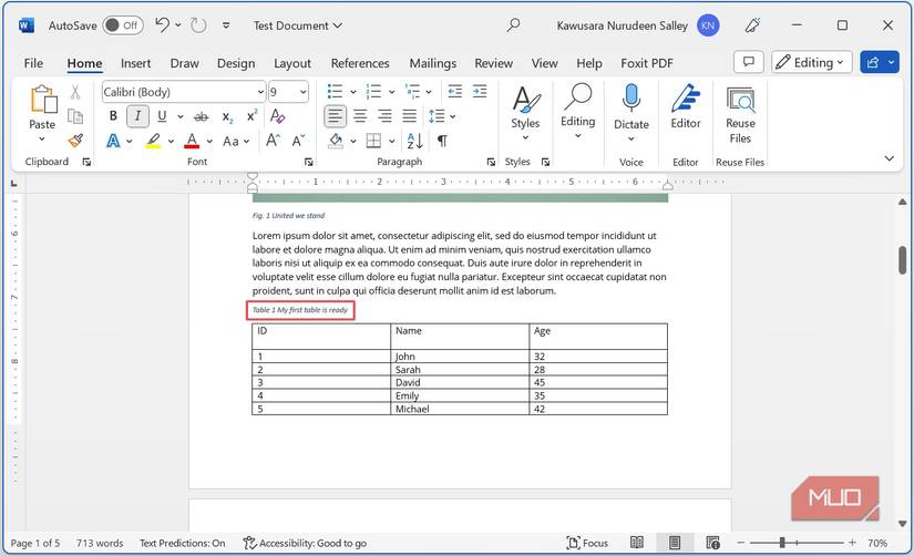 How to Add Captions to Figures and Tables in Microsoft Word