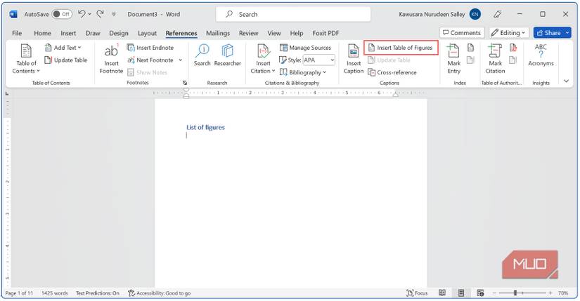 How to Insert a List of Tables and Figures in Microsoft Word